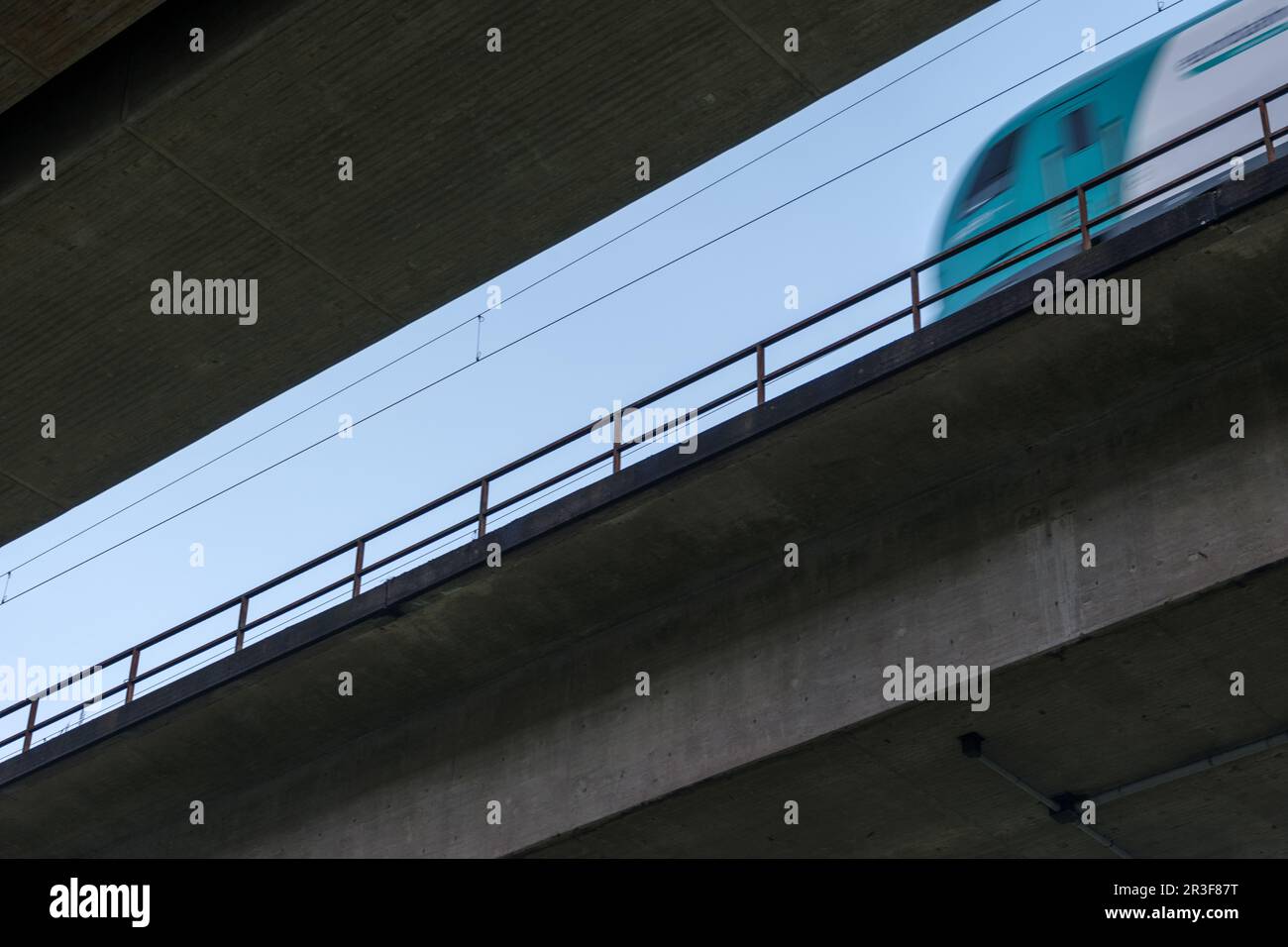 Train on Bridge Stock Photo - Alamy