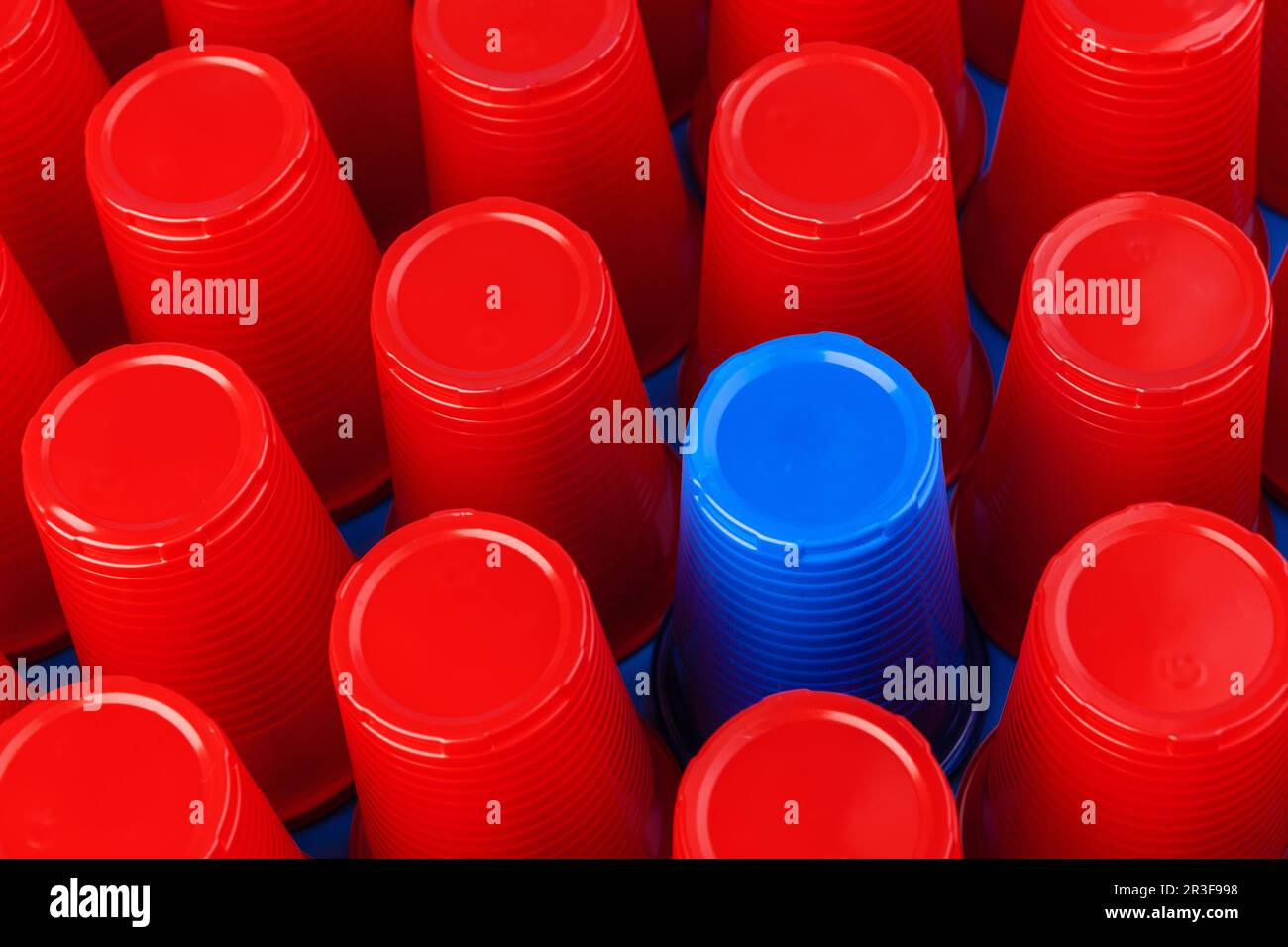 Beer pong, college party game. Plastic red and blue color cups Stock ...