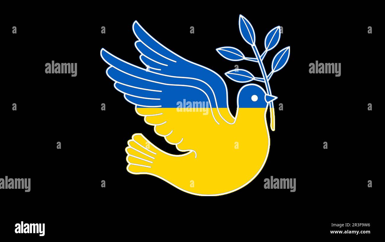 Peace Dove concept for war between Russia and Ukraine with national ...