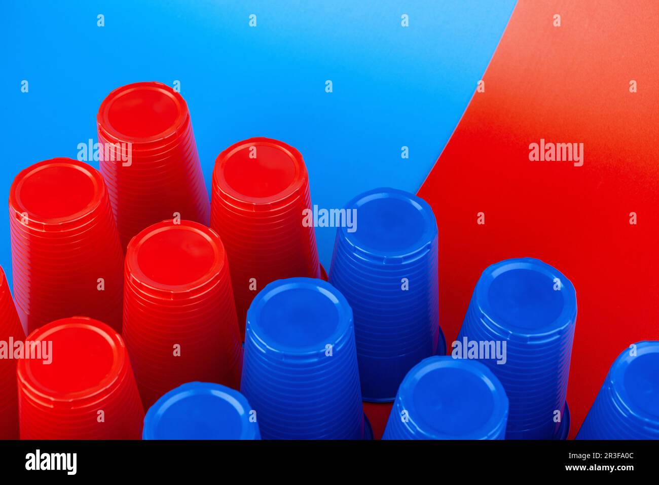 Beer pong, college party game. Plastic red and blue color cups Stock ...