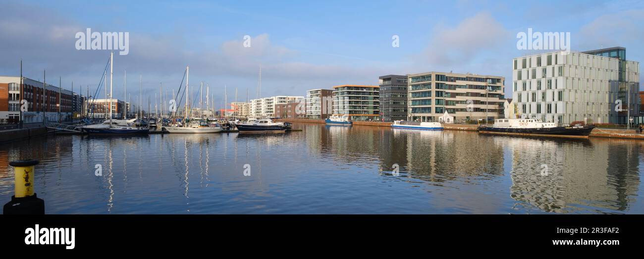 Modern commercial building at the new harbor of Bremerhaven Stock Photo ...