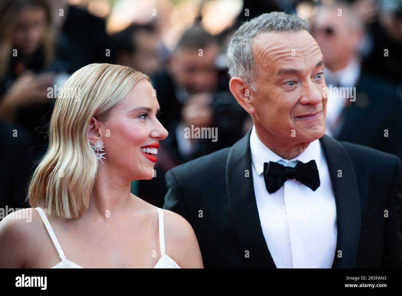 Cannes, France. 23rd May, 2023. Scarlett Johansson and Tom Hanks attending the Asteroid City ...