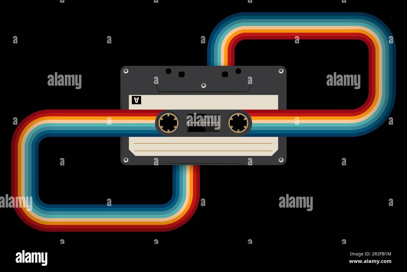 Retro musiccasette with retro colors eighties style, cassette tape ...