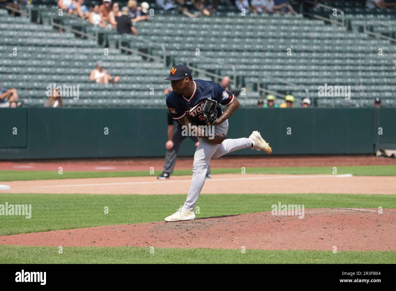Salt Lake UT, USA. 21st May, 2023. Las Vegas pitcher Miguel Romero (19 ...