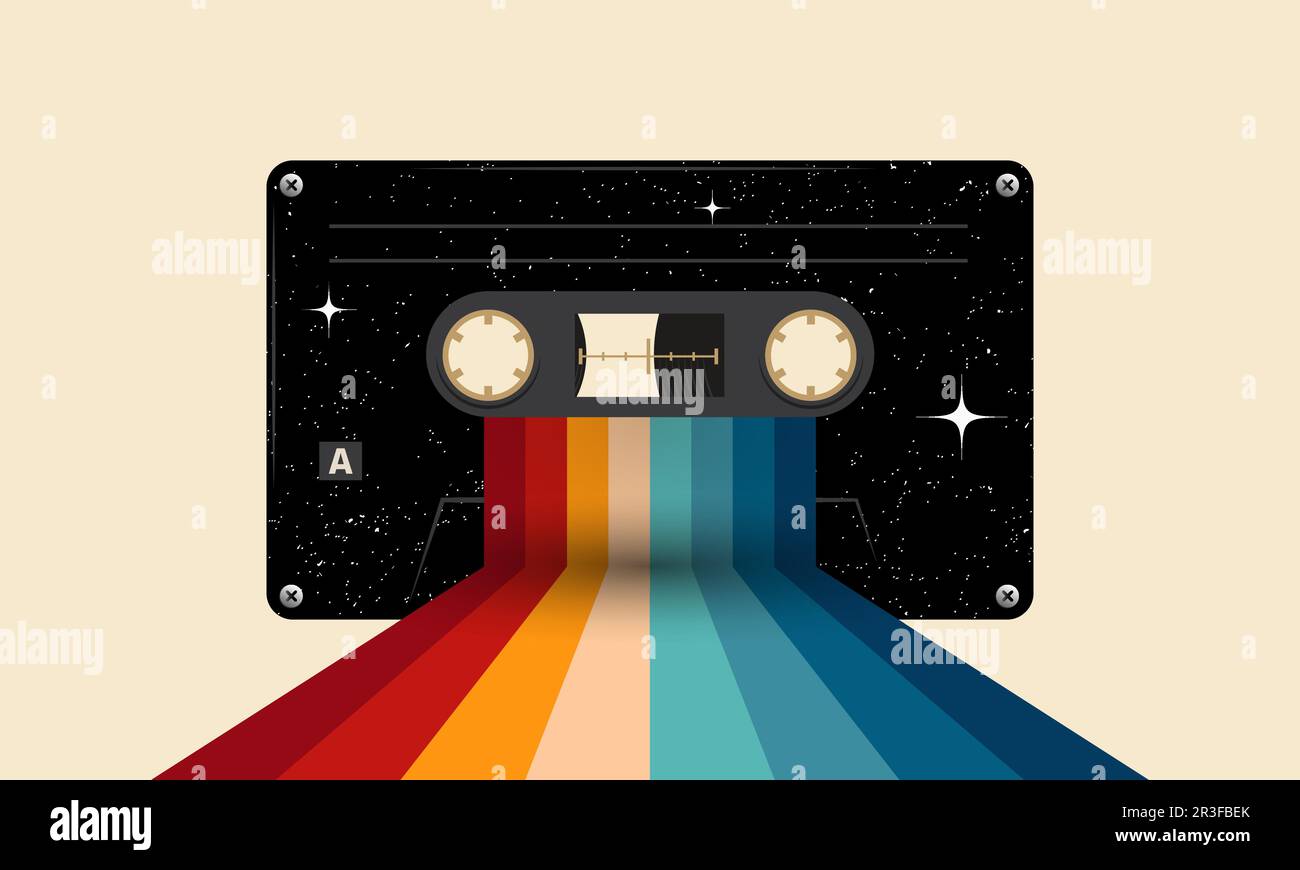 Retro musiccasette with retro colors eighties style, cassette tape ...