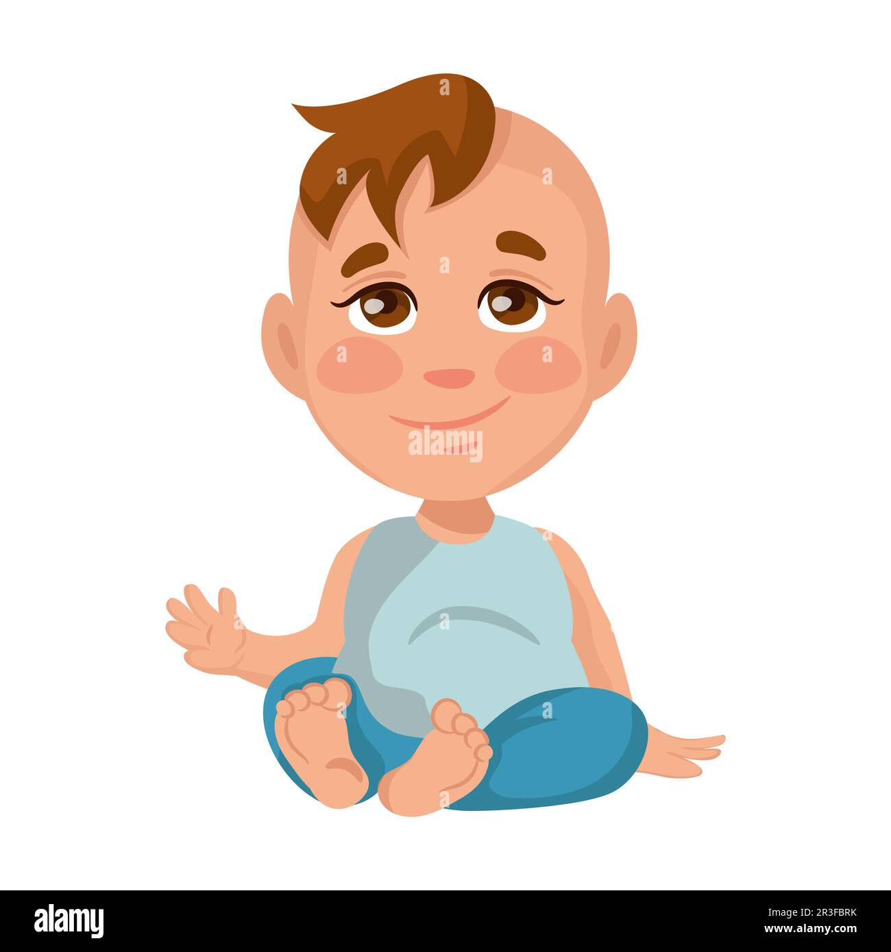 Baby boy sitting and waving, isolate on white background - Vector Stock ...