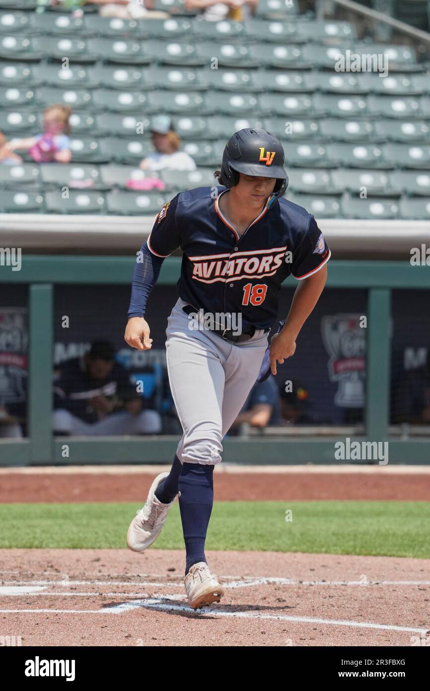 Salt Lake UT, USA. 21st May, 2023. Las Vegas second baseman Zack Gelof ...