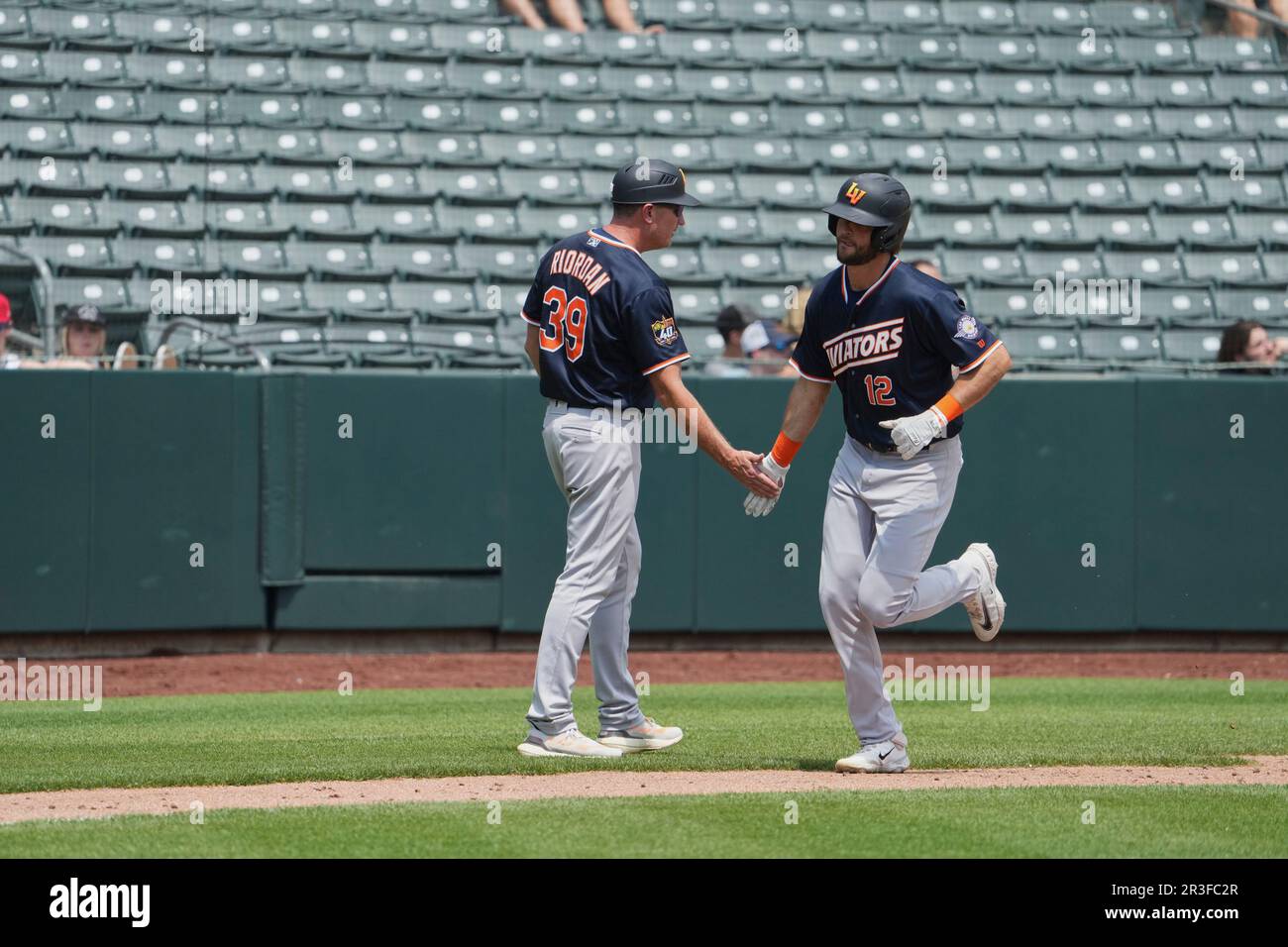 Salt Lake UT, USA. 21st May, 2023. Las Vegas second baseman Cody Thomas ...