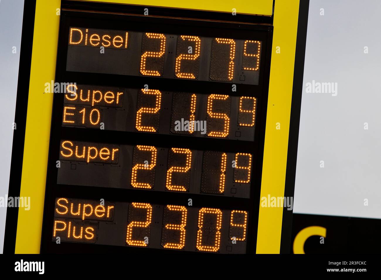 Gas station display, prices over two euros, diesel price the most ...
