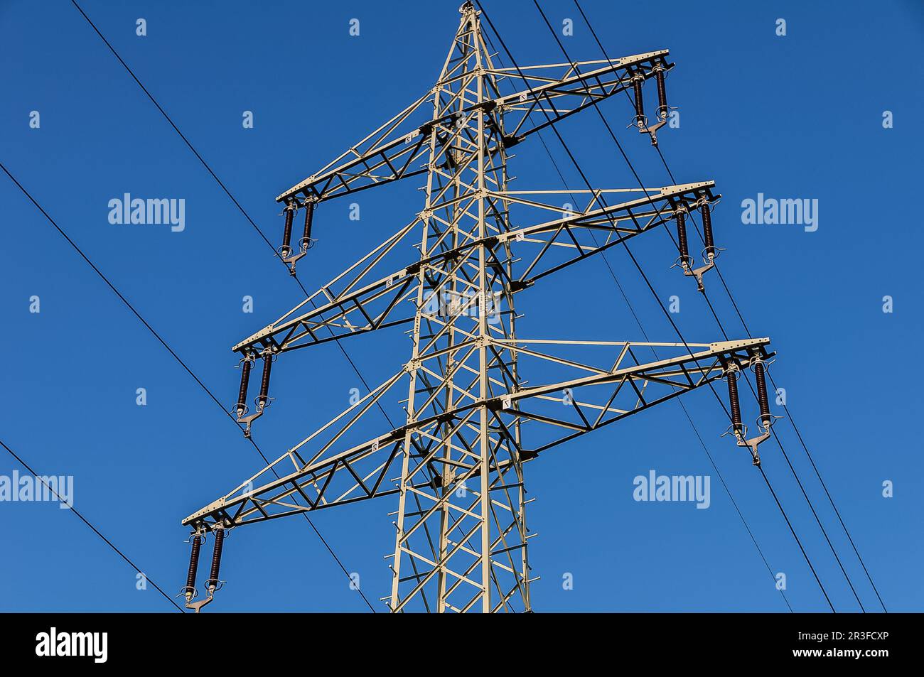 High Voltage Overhead Power Pole Stock Photo - Alamy