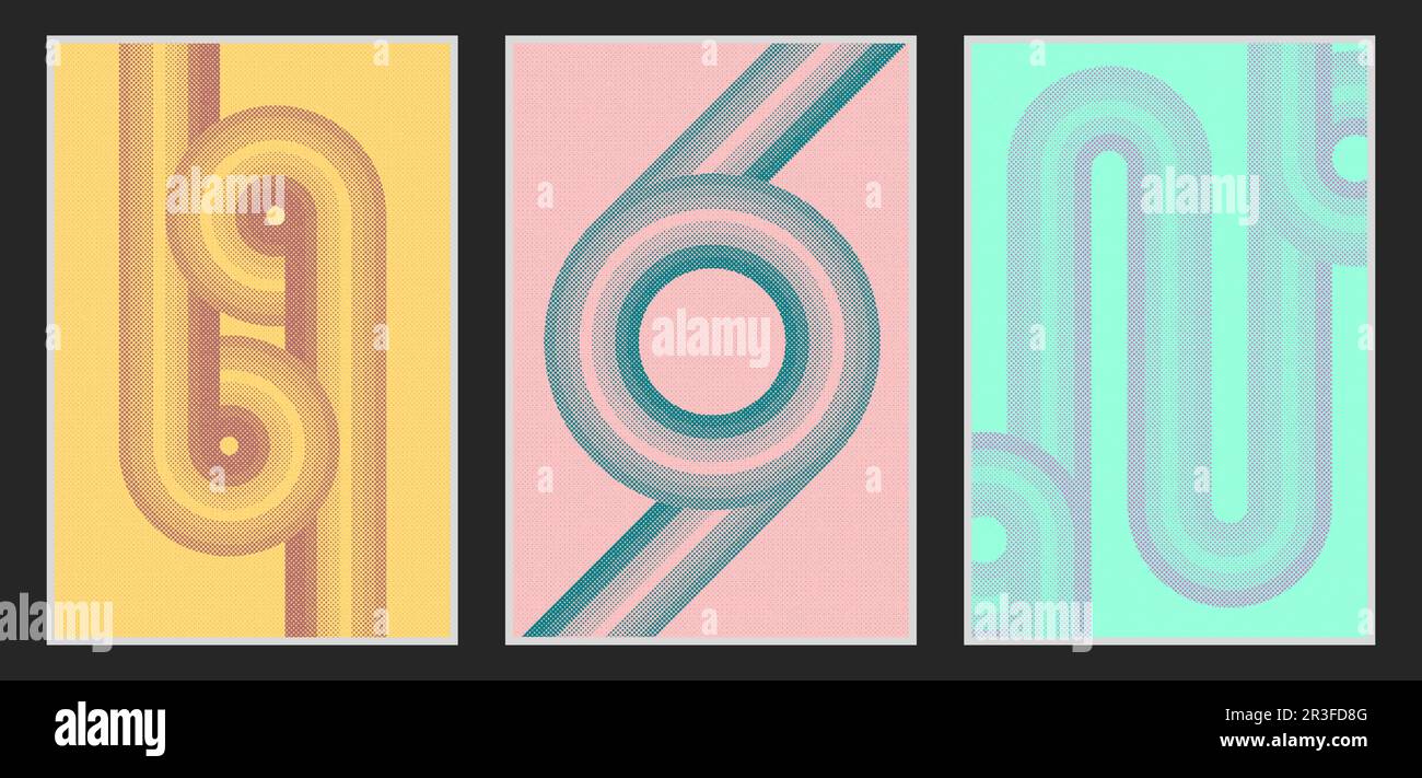 Set of half tone Vintage Striped Backgrounds, Posters, Banner Samples ...