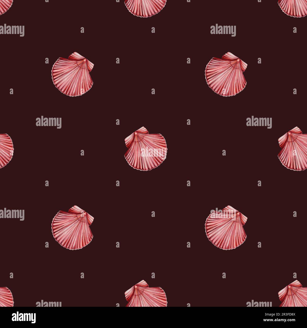 Watercolor seamless pattern with shells. Hand painting clipart ...