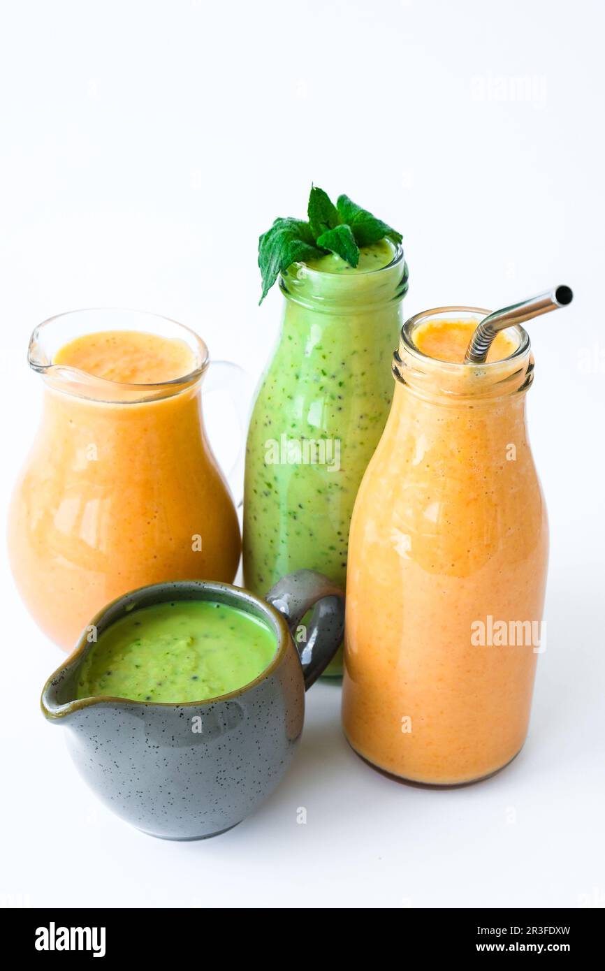 Seasonal Matcha green vegan smoothie with chia seeds and mint pumpkin ...
