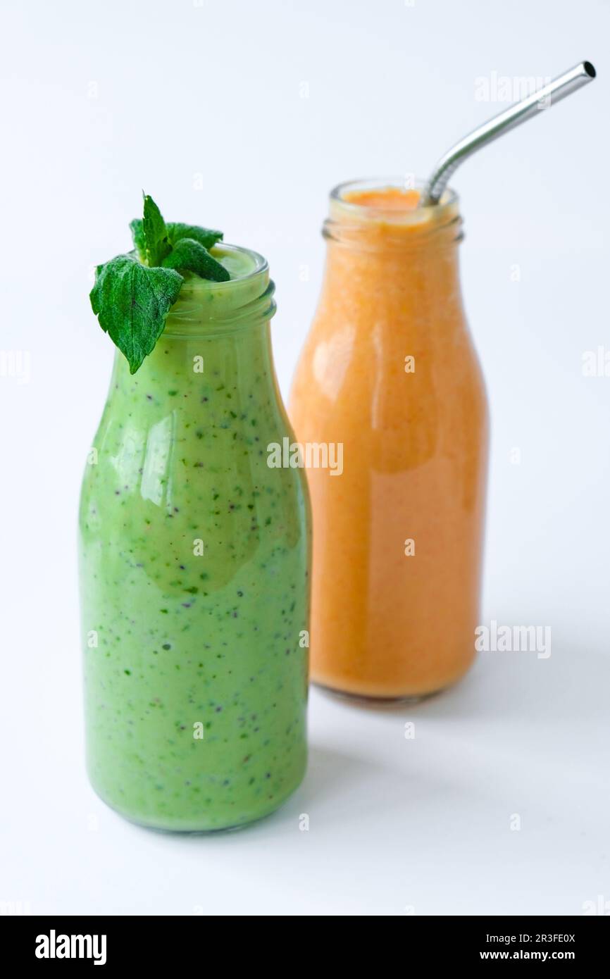 Seasonal Matcha green vegan smoothie with chia seeds and mint pumpkin ...