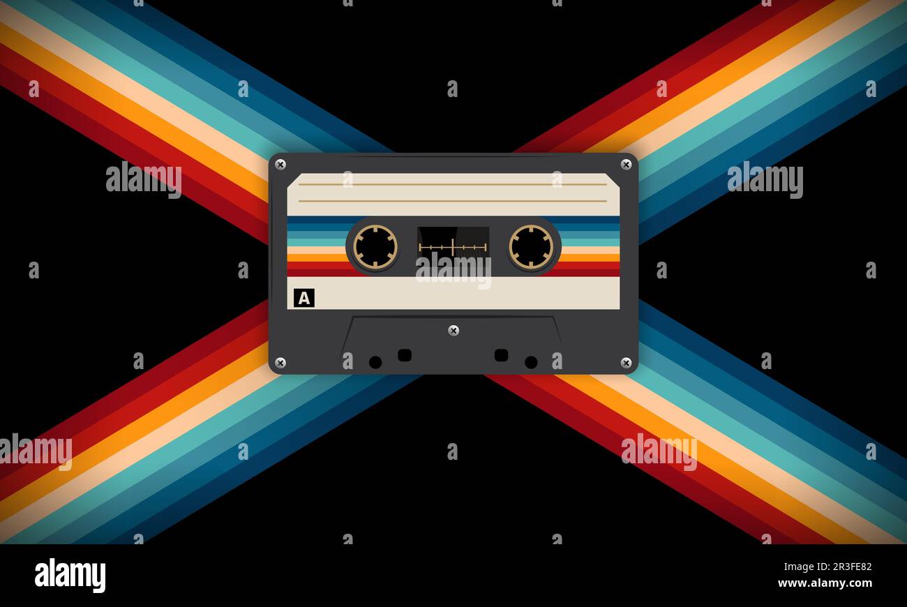 Retro musiccasette with retro colors eighties style, cassette tape ...