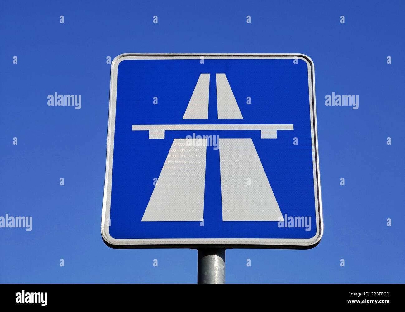 Highway sign against a blue sky, Germany, Europe Stock Photo - Alamy