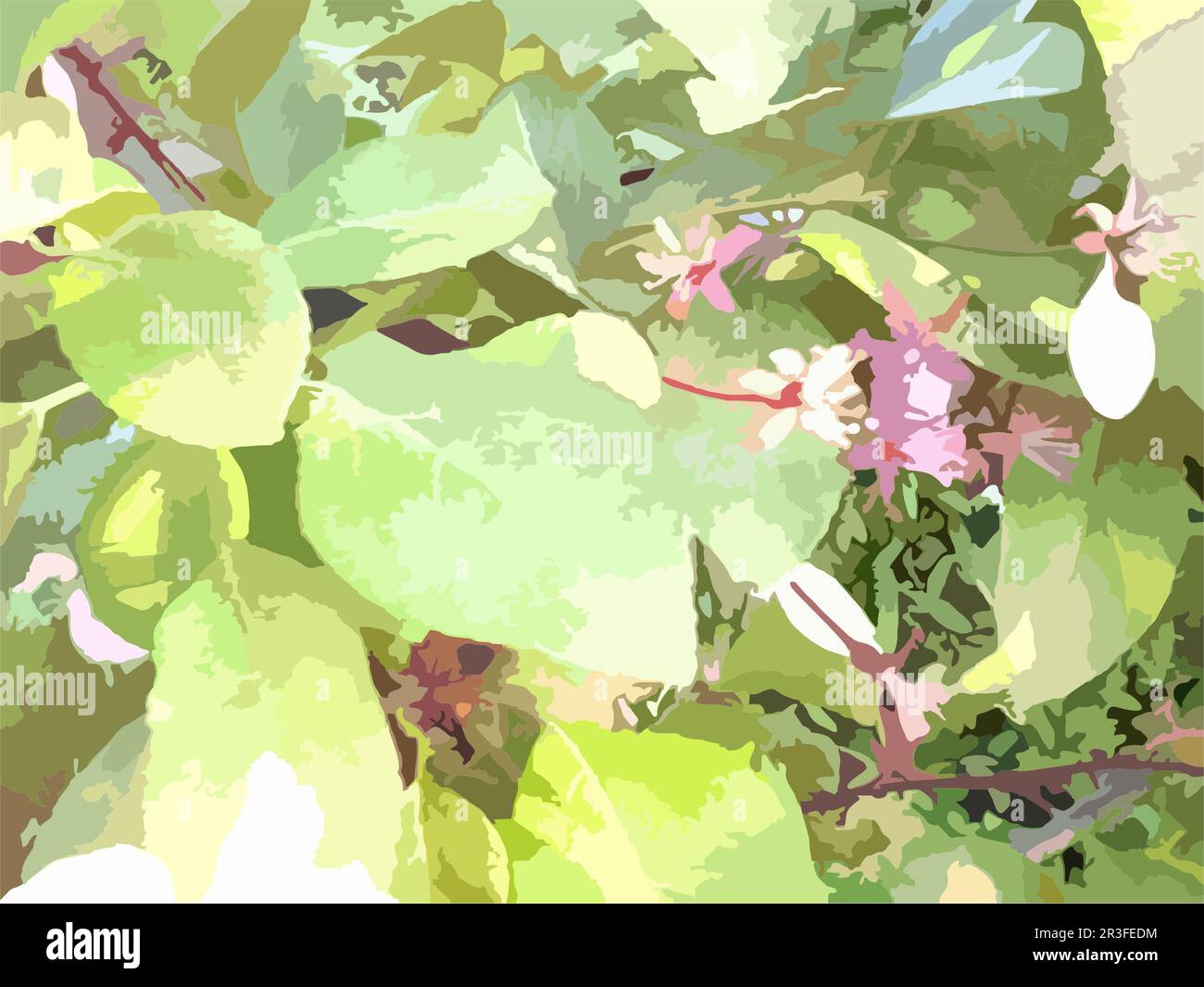 Spring motifs - natural background in green tonality. Flowering plant ...