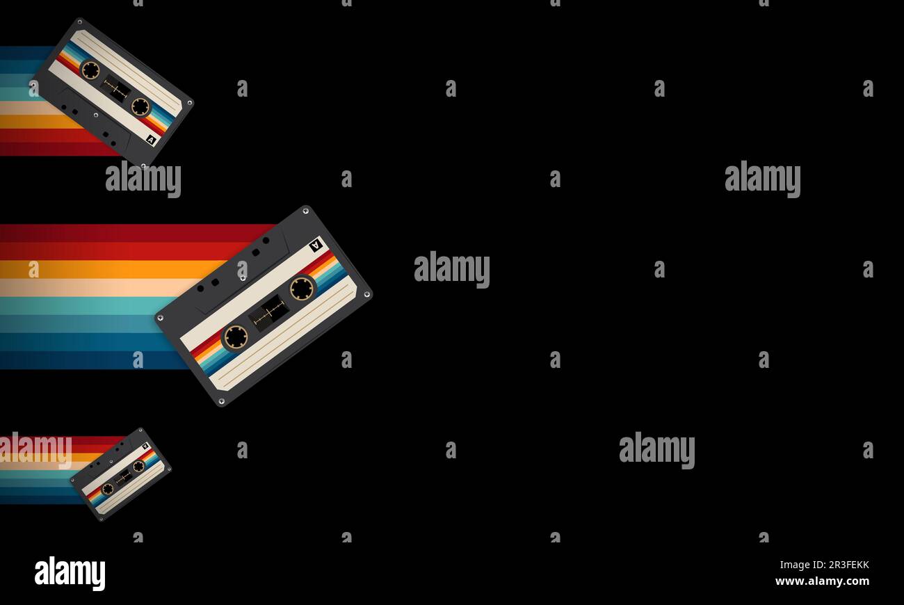 Retro musiccasette with retro colors eighties style, cassette tape ...