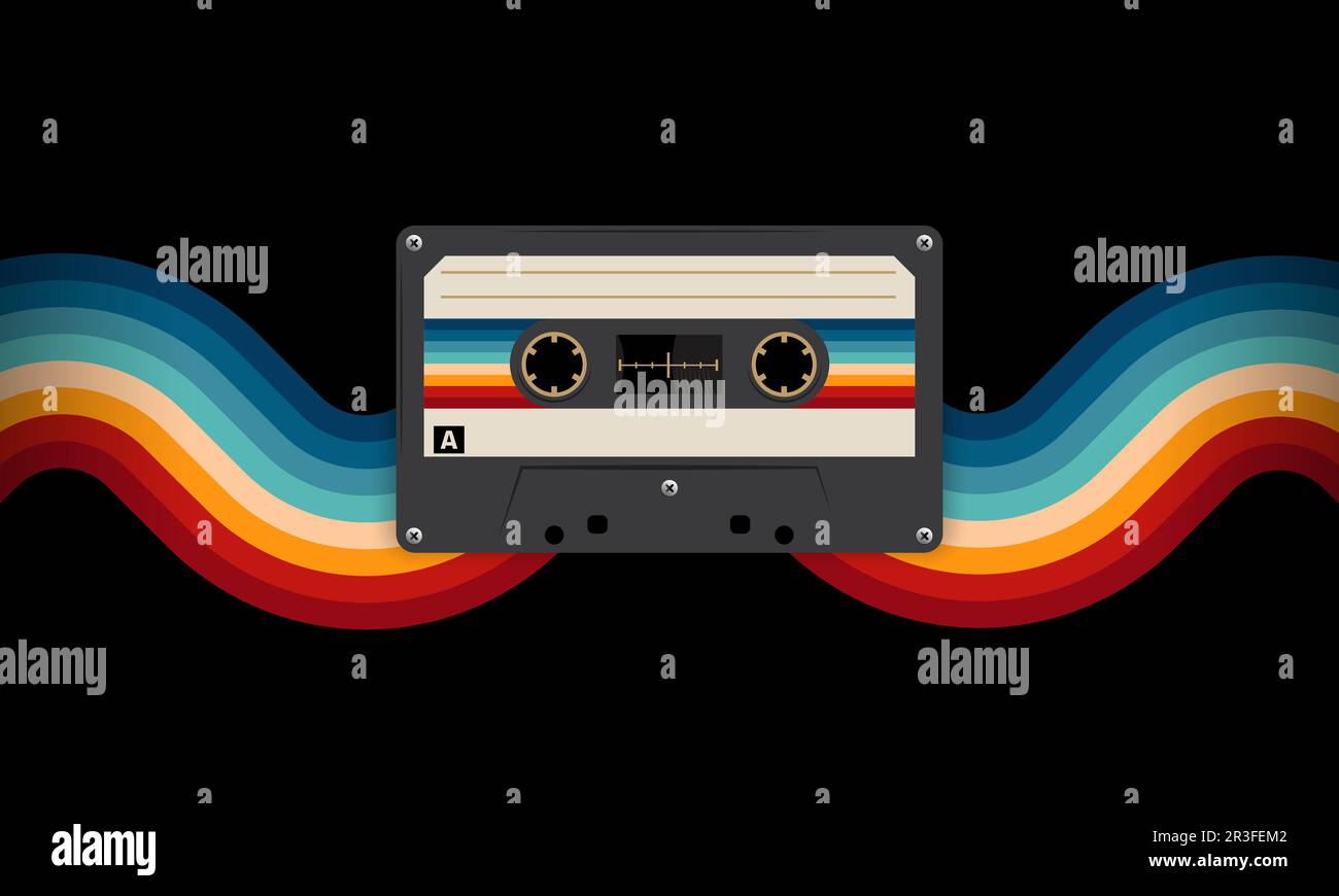 Retro musiccasette with retro colors eighties style, cassette tape ...