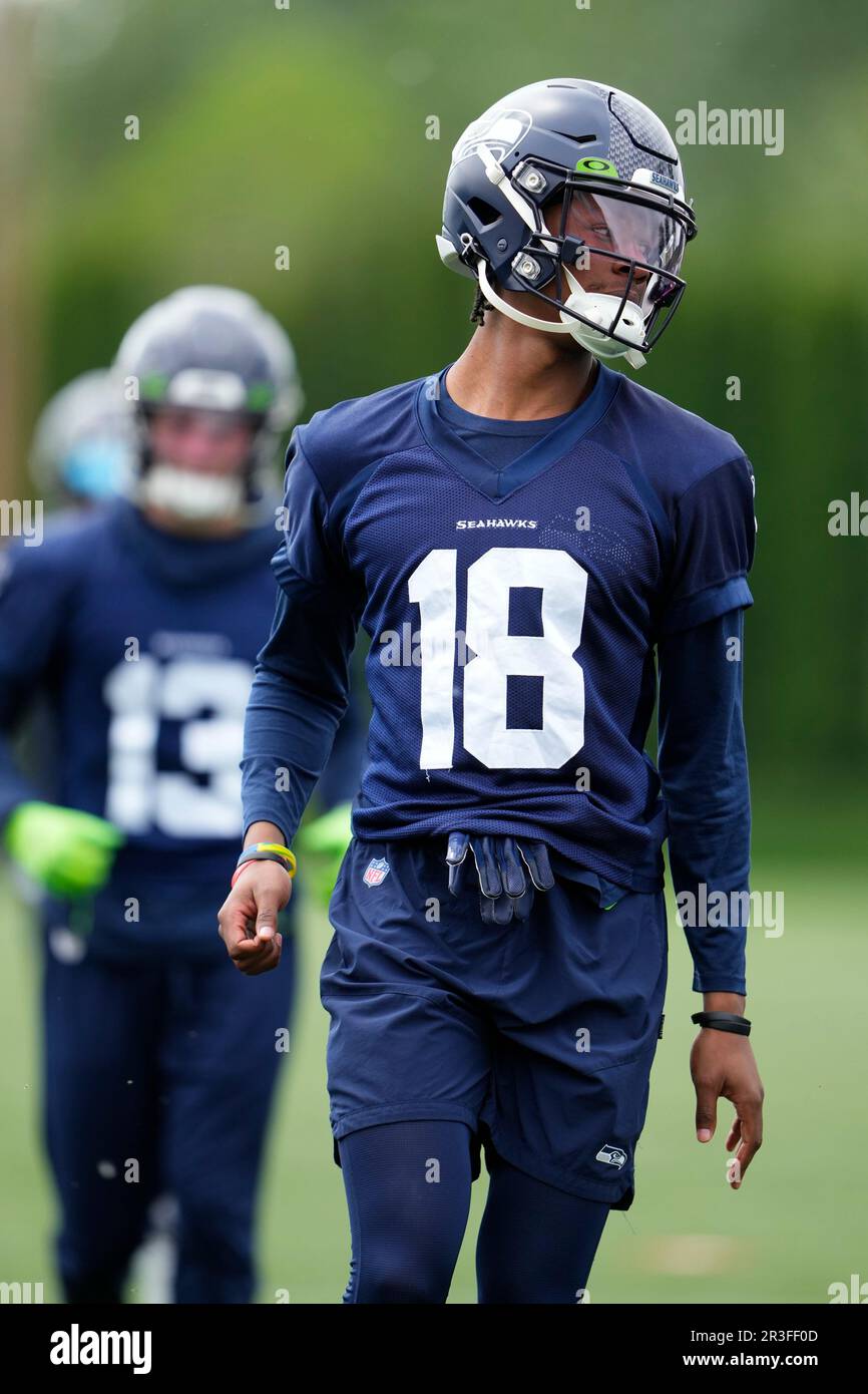 Seattle Seahawks wide receiver John Hall (18) walks on the field Monday ...