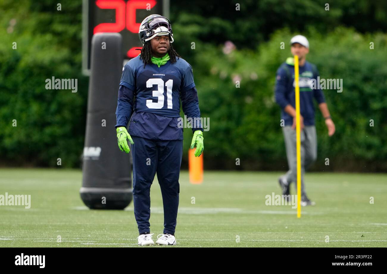 Seattle Seahawks running back DeeJay Dallas (31) looks on Monday, May ...