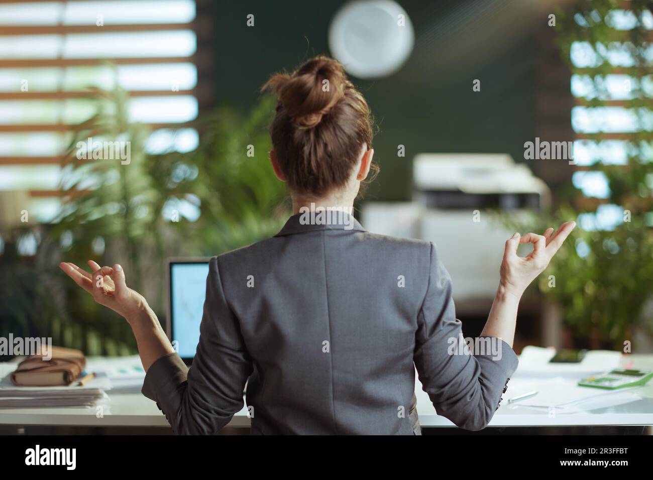 Sustainable workplace seen from behind hi-res stock photography and ...