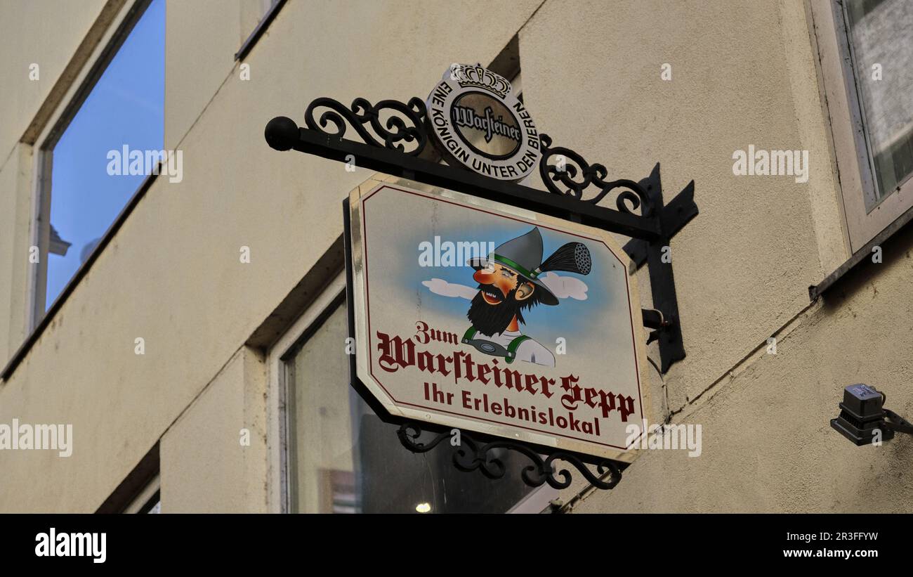 Old Sign outside a famous beer hall advertising a queen of beers in ...