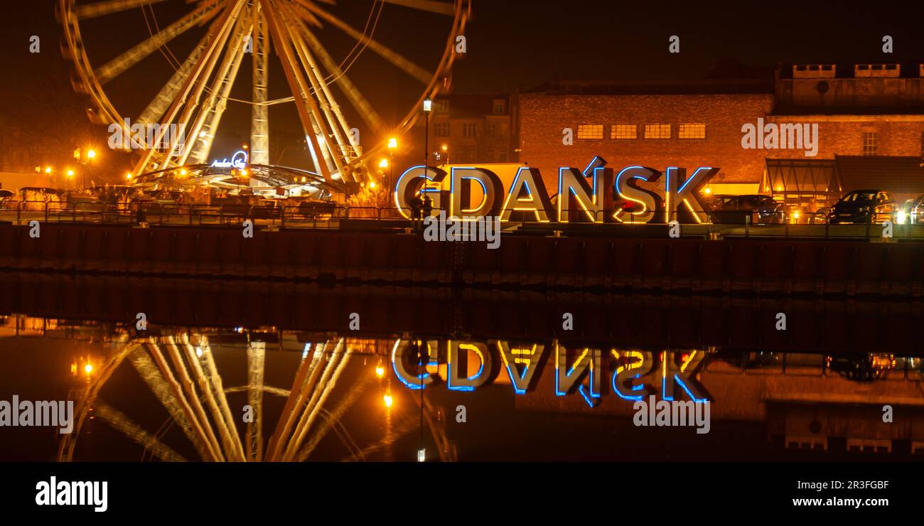 Gdansk Poland March 2022 Ferris wheel in the old town of Gdansk at ...