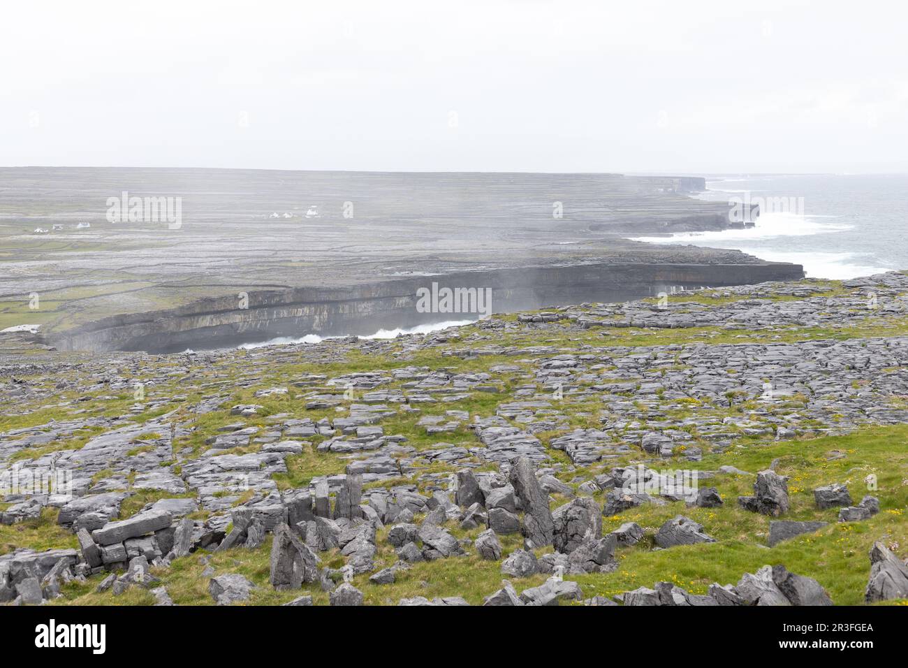 View from the top of Dun Aengus, a hill fort on the island of Inishmore ...