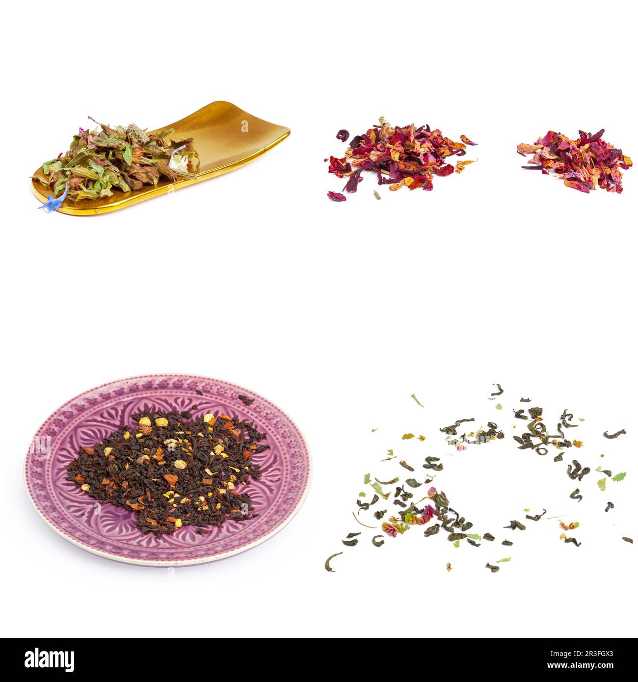 Collection of different teas isolated on white Stock Photo - Alamy
