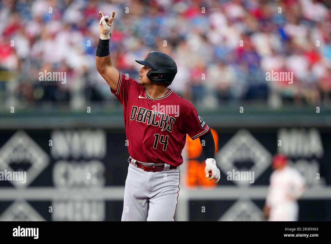 Arizona Diamondbacks' Gabriel Moreno reacts after hitting a two-run ...