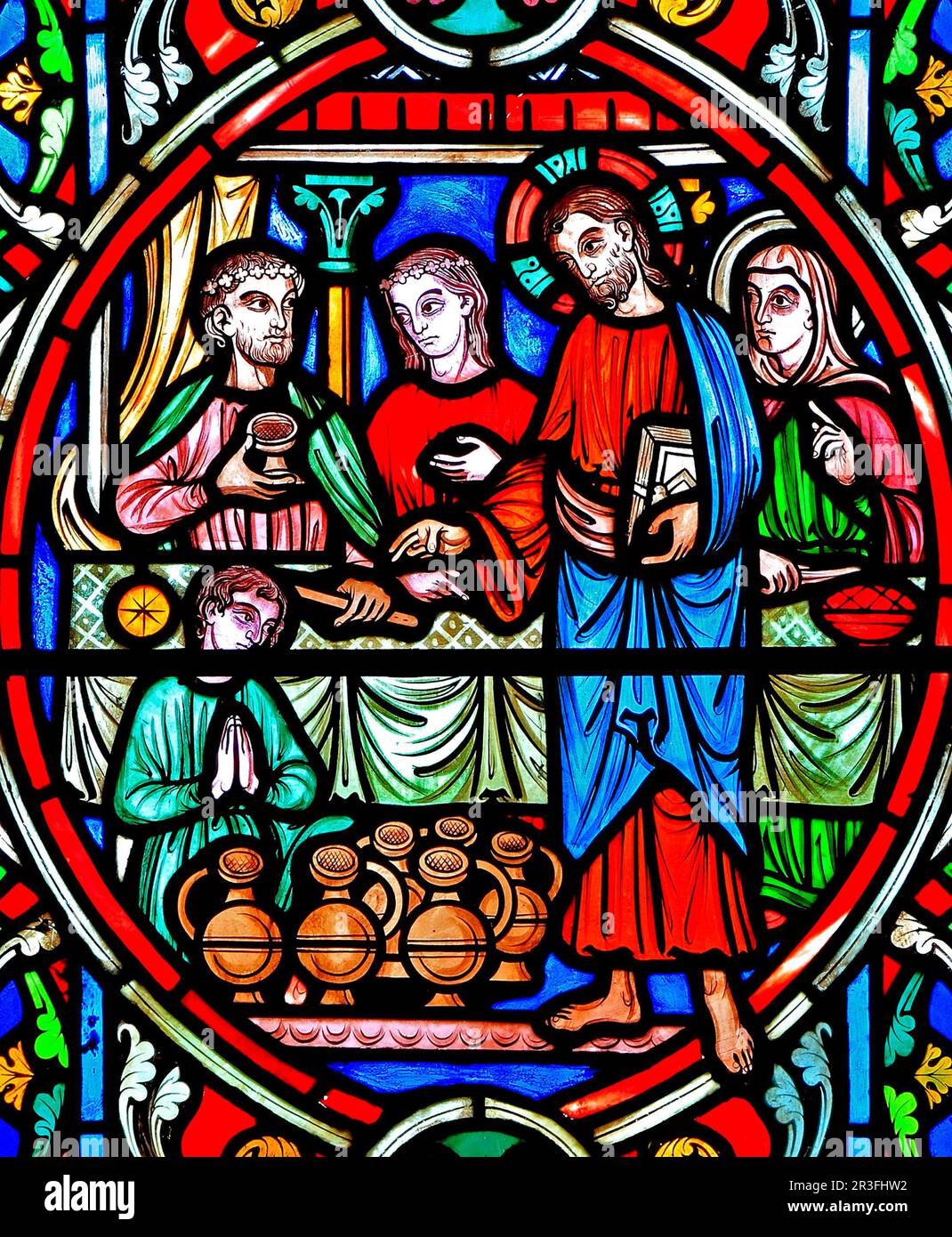 Scene from Life of Jesus, by Adolph Didron, Paris, 1860, stained glass ...