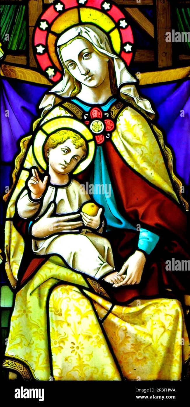 Epiphany, Virgin Mary, Baby Jesus, stained glass, window, by Mayer & Co ...