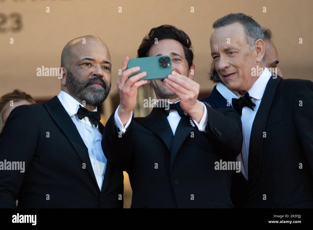 Cannes, France. 23rd May, 2023. Adrien Brody, Tom Hanks and Jeffrey ...