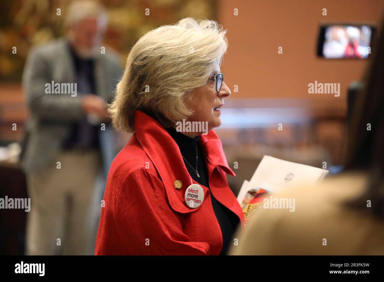 South Carolina Sen. Katrina Shealy, R-Lexington, talks to reporters ...