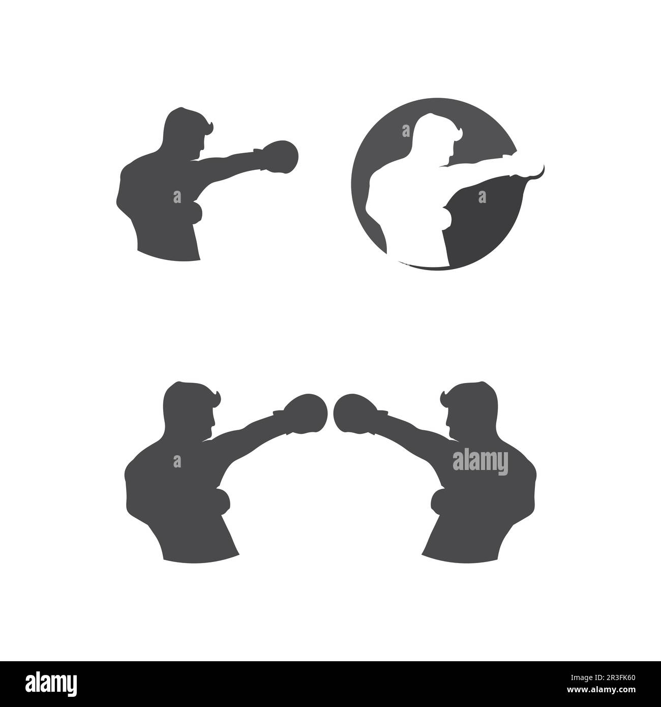 Boxing icon set and boxer design illustration symbol of fighter Stock ...