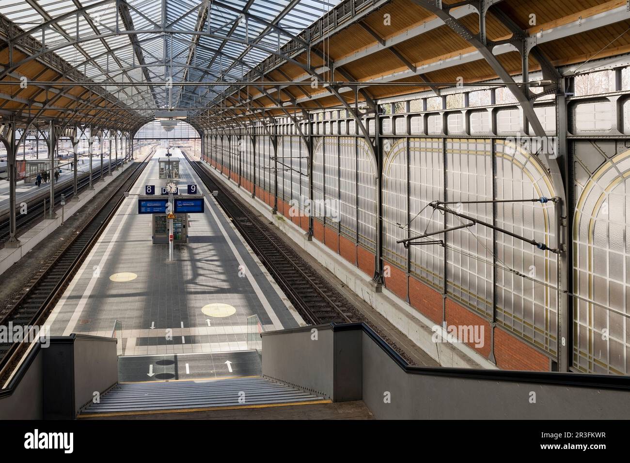 Main train station, interior shot of the four-aisled platform hall ...