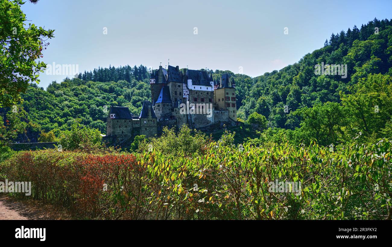 Remote fairytale Burg Eltz Castle in the forest near the Mosel River ...