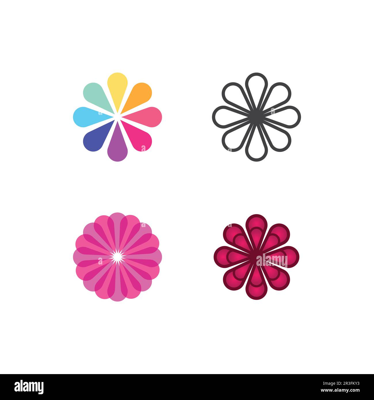 flower set vector logo and design for business design garden icon ...