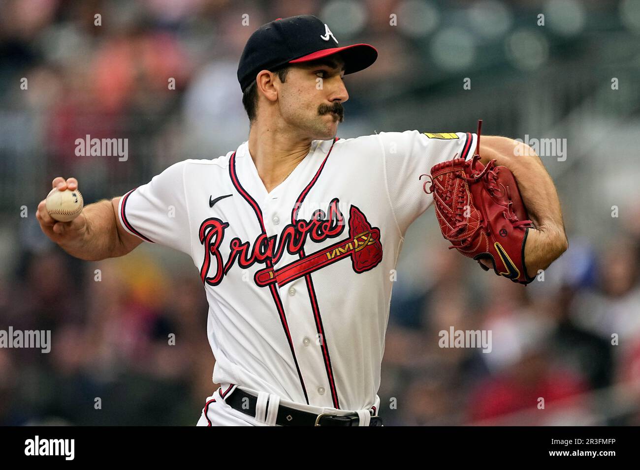 Atlanta Braves starting pitcher Spencer Strider delivers in the first ...