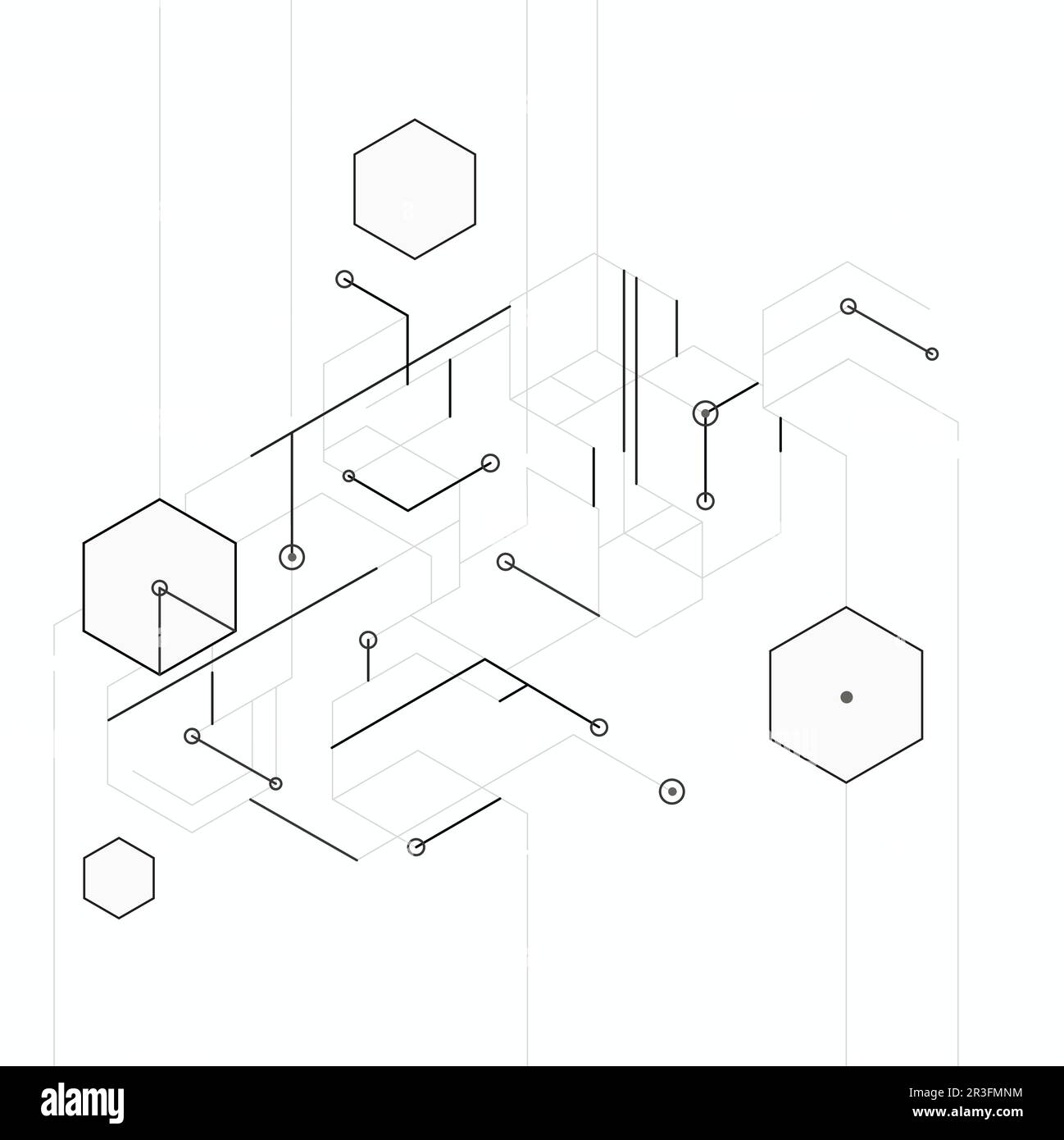 Vector hexagon design. Science network pattern. Connecting lines and dots on simple background ...