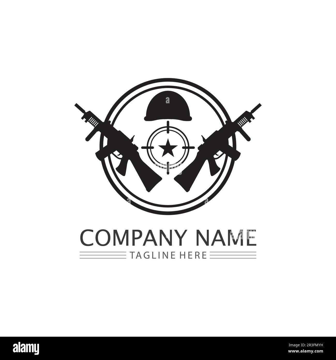 Gun logo and Army soldier sniper shot vector Design Illustration ...