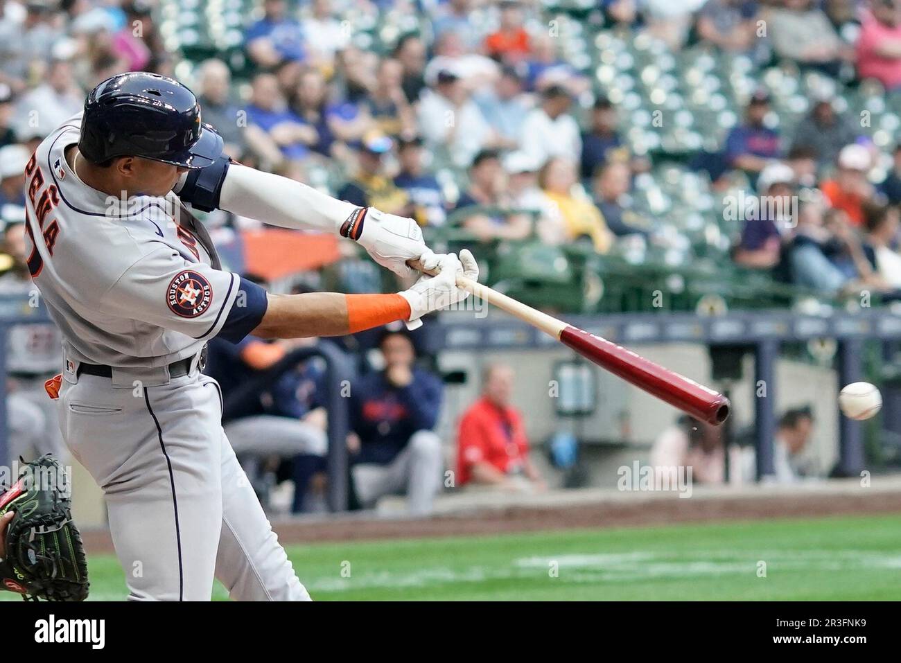 Houston Astros' Jeremy Pena hits a single during the second inning of a ...