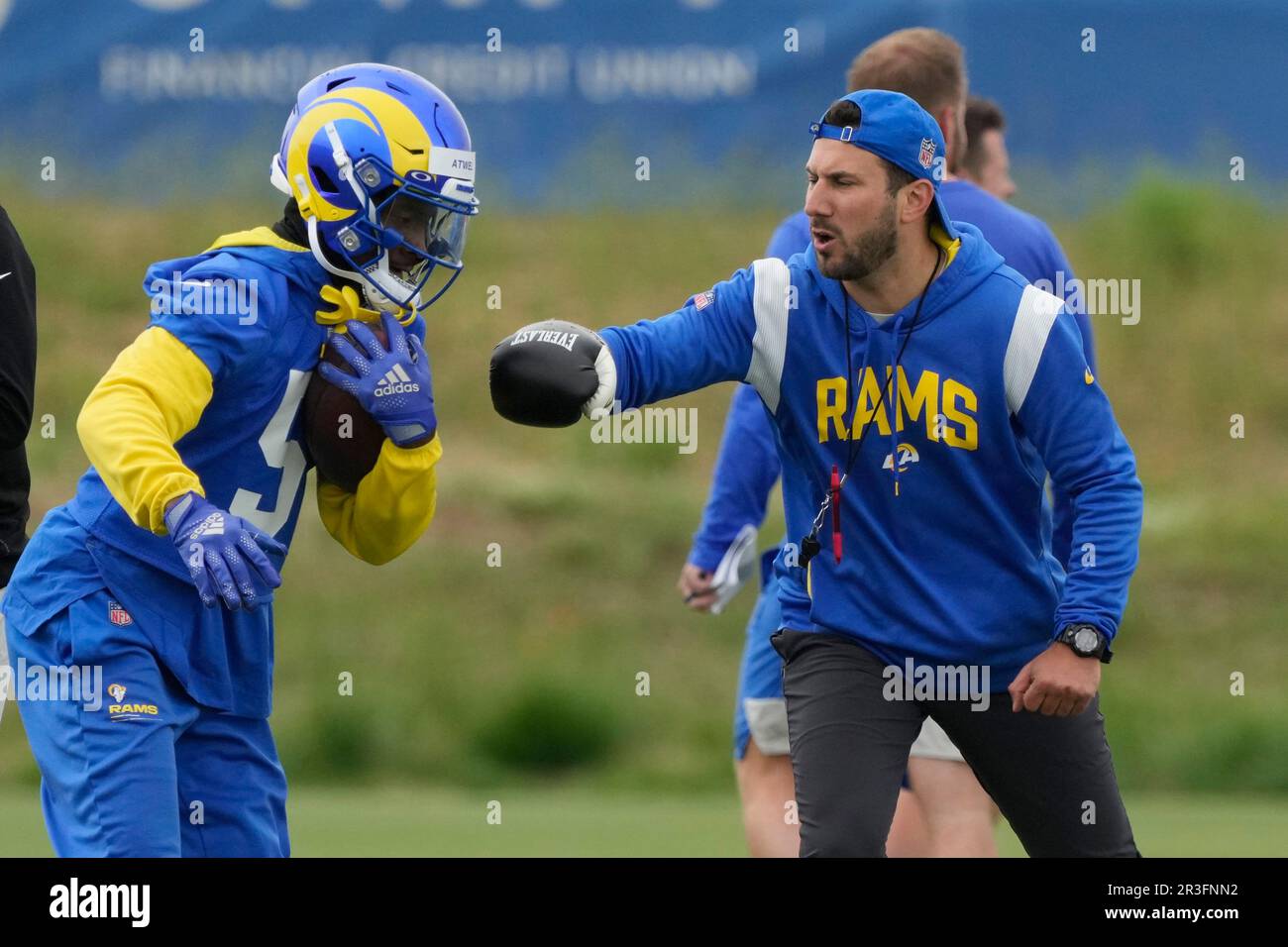 Los Angeles Rams wide receiver Tutu Atwell runs a drill during the NFL ...