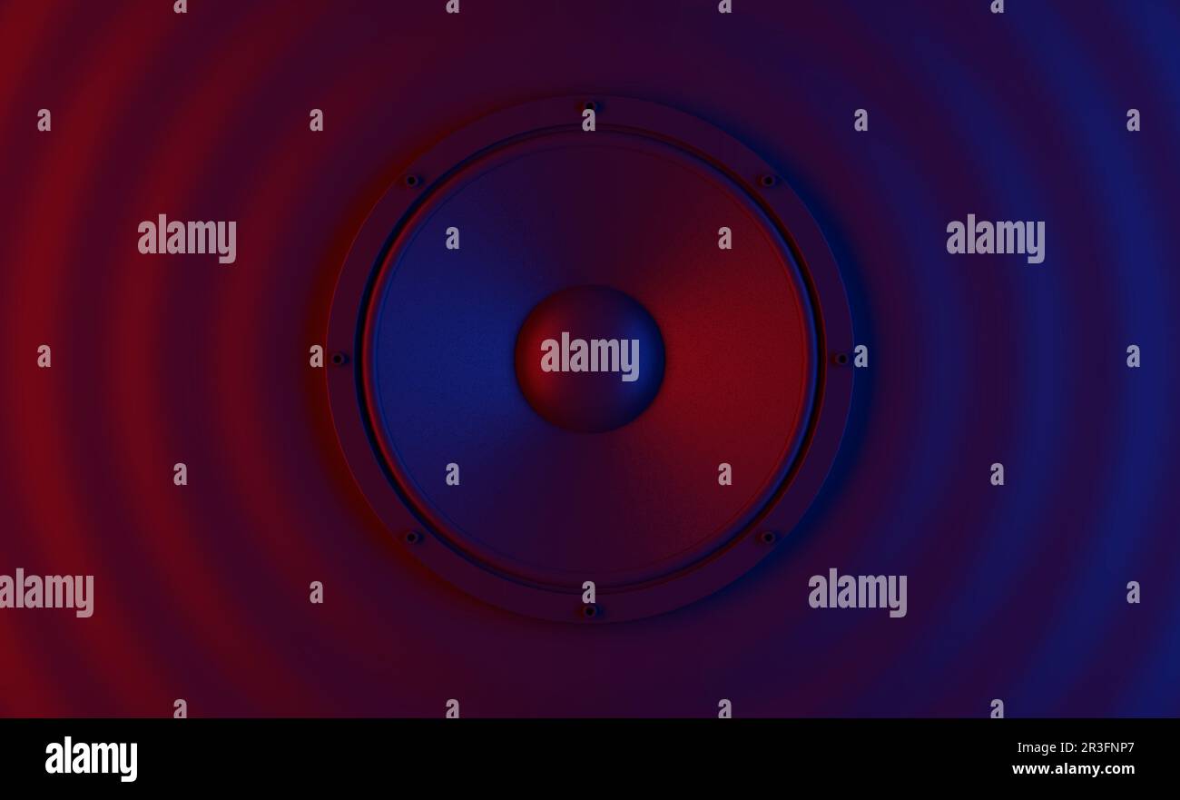Abstract sound speaker with dynamic bass waves - 3D Illustration Stock ...