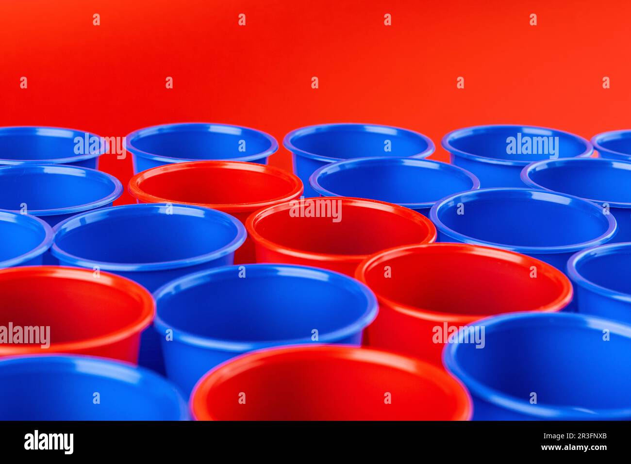 Beer pong, college party game. Plastic red and blue color cups Stock ...