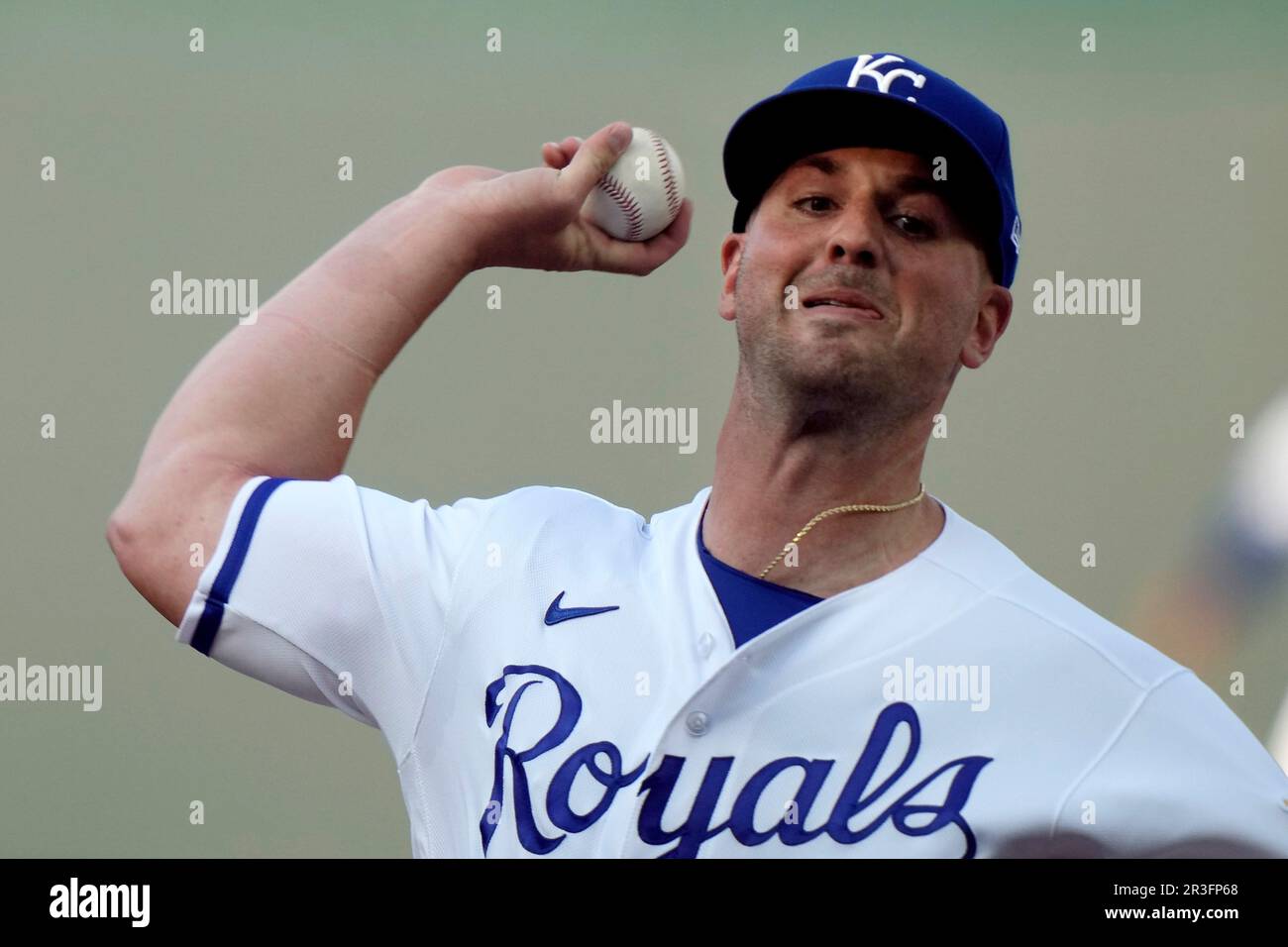 Kansas City Royals relief pitcher Mike Mayers throws during the first ...