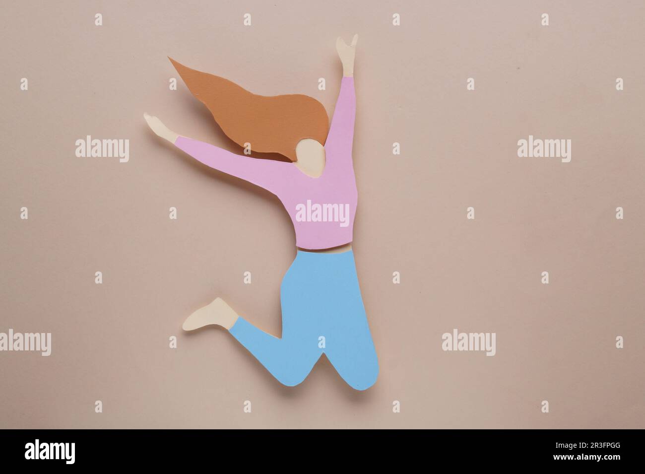 Woman`s health. Paper female figure on beige background, top view Stock ...