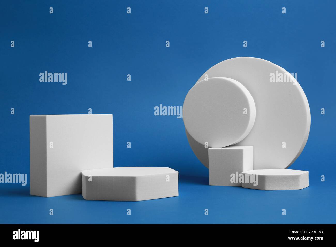 Product photography props. Podiums of different geometric shapes on ...