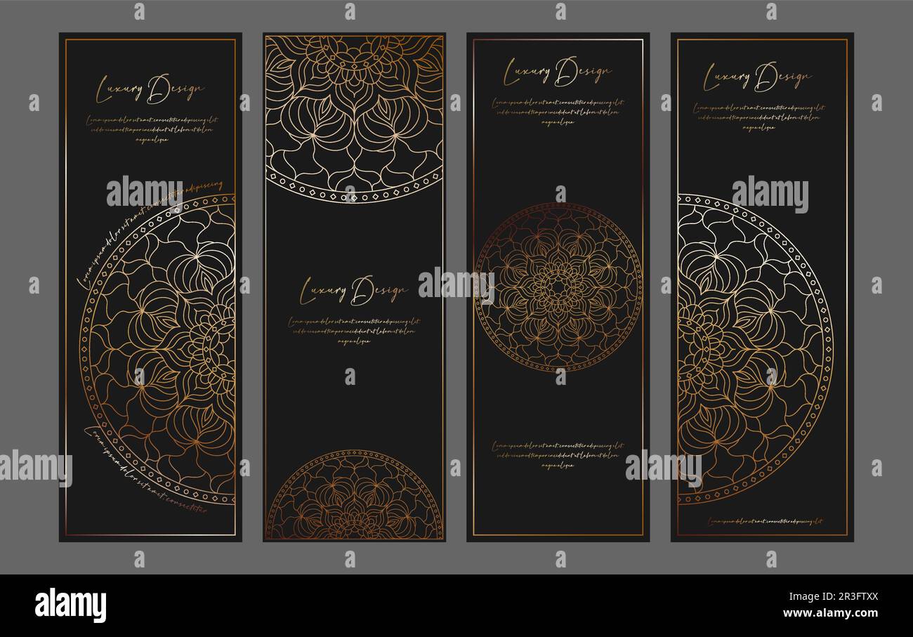 Layout of premium gold designs on a black background. Template for ...